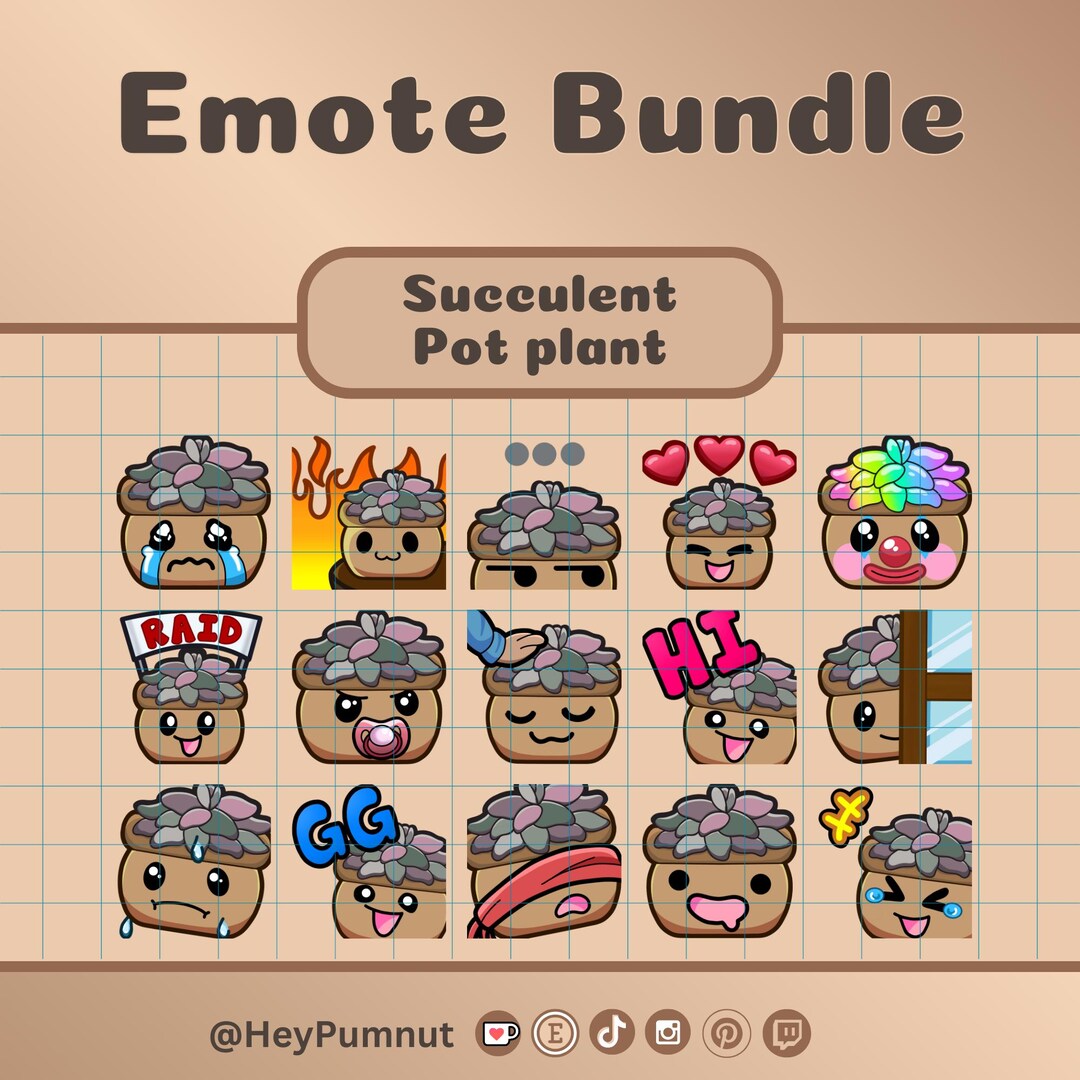 Cute Succulent Plant Emotes | Twitch | Twitch Emotes | Discord ...