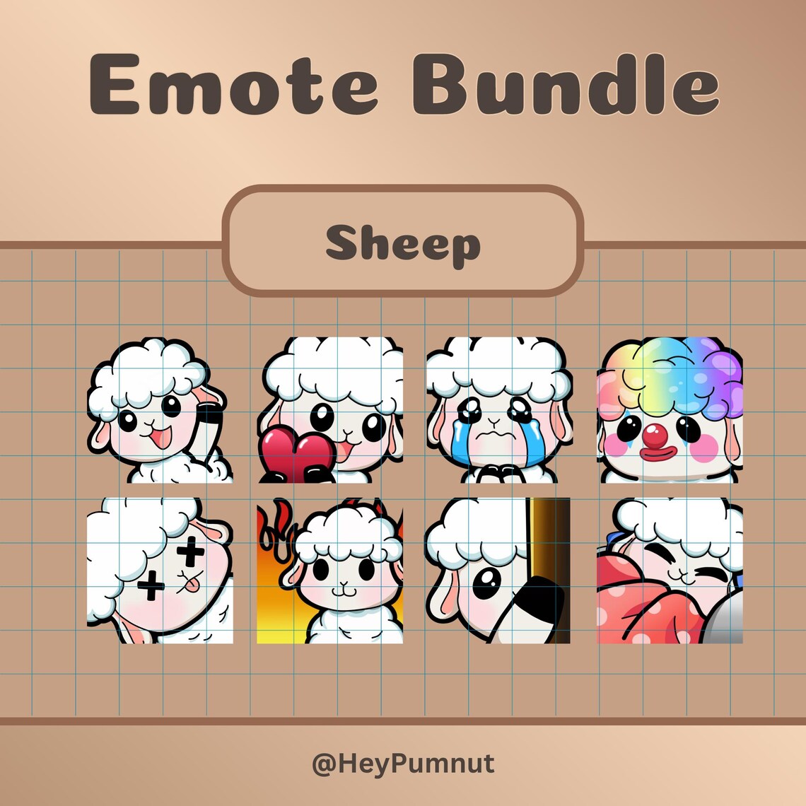 Cute Sheep Emotes | Twitch | Twitch Emotes | Discord | Youtube | Eight ...
