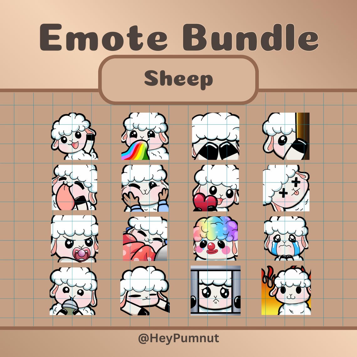 Cute Sheep Emotes | Twitch | Discord | Youtube | Sixteen (16) Sheep ...