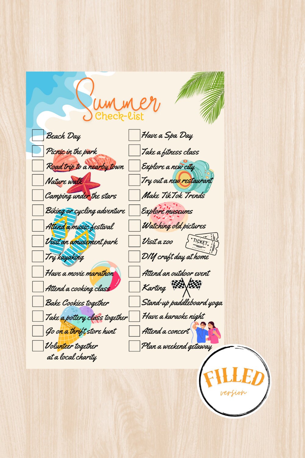 Summer Bucket List Printable, Summer Break Bucket List Template, Summer ...