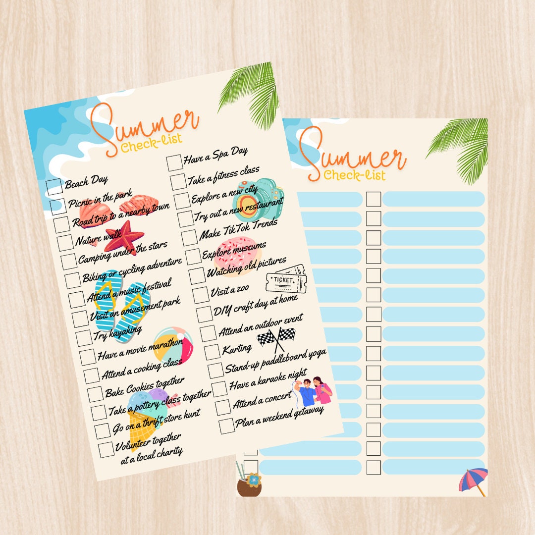 Summer Bucket List Printable, Summer Break Bucket List Template, Summer ...
