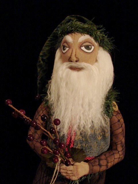 Primitive Folk Art-woodsman Santa Claus-art Doll-ooak (made to Order by ...