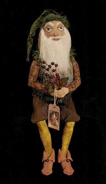 Primitive Folk Art-woodsman Santa Claus-art Doll-ooak (made to Order by ...