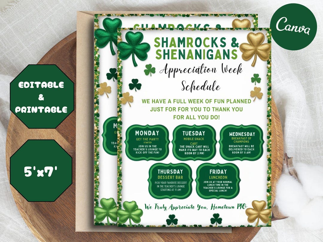 Editable St. Patrick's Day Flyer, Editable St Patrick's Day Spirit Week ...