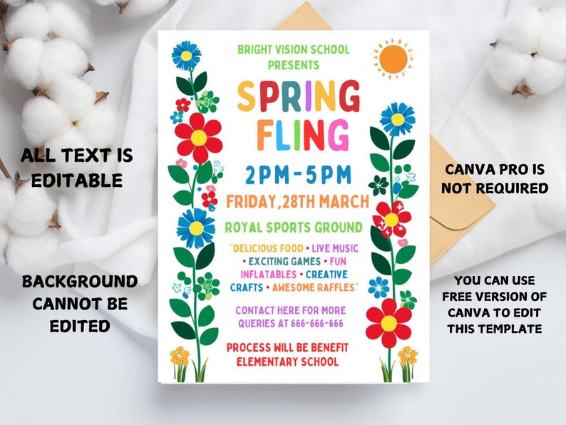 Spring Fling School Flyer Invitation, Editable Spring Fling Festival ...