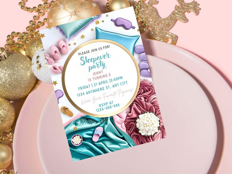 Sleepover Birthday Invitation, Printable Sleepover Invite, Slumber ...