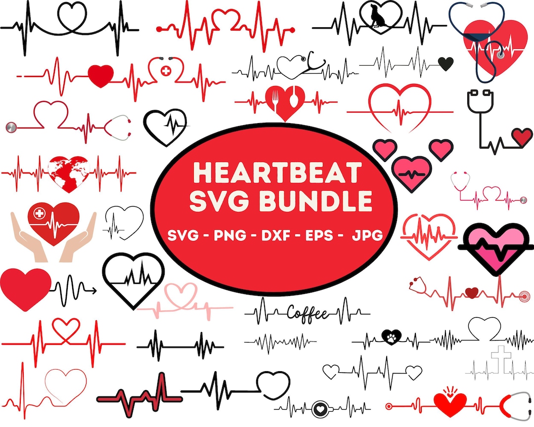 Heartbeat Svg Bundle,heart Beat Svg,heartbeat Clipart,healthcare,nurse ...