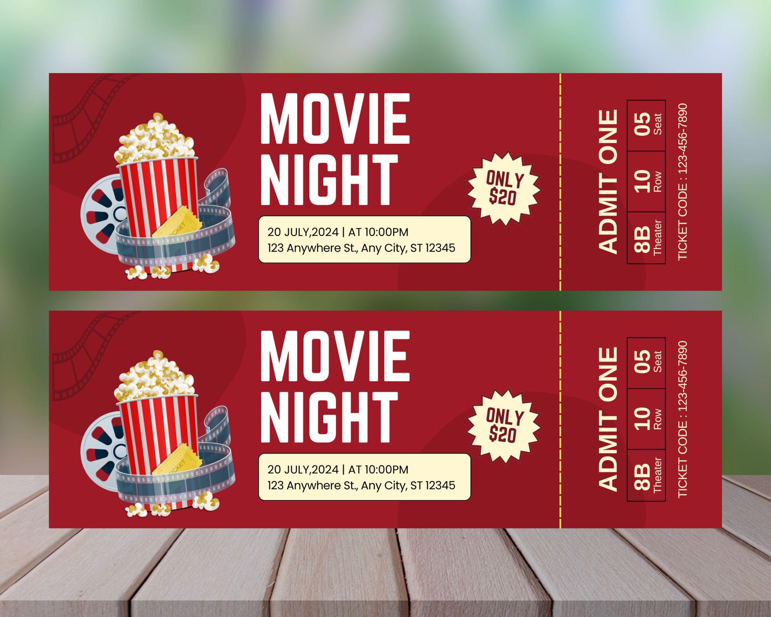Movie Night Ticket, Movie Ticket, Movie Invitation, Surprise Movie ...