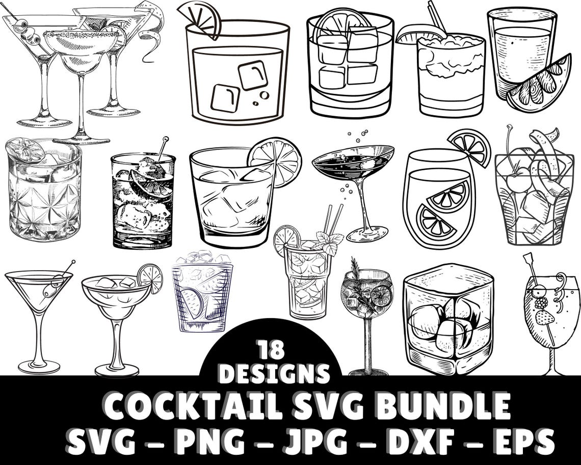 Cocktail SVG Bundle, Cocktail PNG Bundle, Cocktail Clipart, Cocktail ...