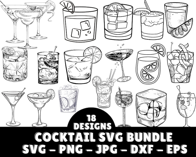 Cocktail SVG Bundle, Cocktail PNG Bundle, Cocktail Clipart, Cocktail ...