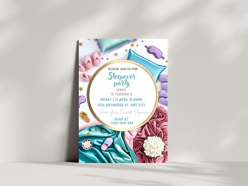 Sleepover Birthday Invitation, Printable Sleepover Invite, Slumber ...