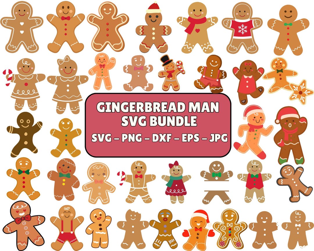 Gingerbread Man SVG Bundle, Christmas Cut Files (digital Download) - Etsy