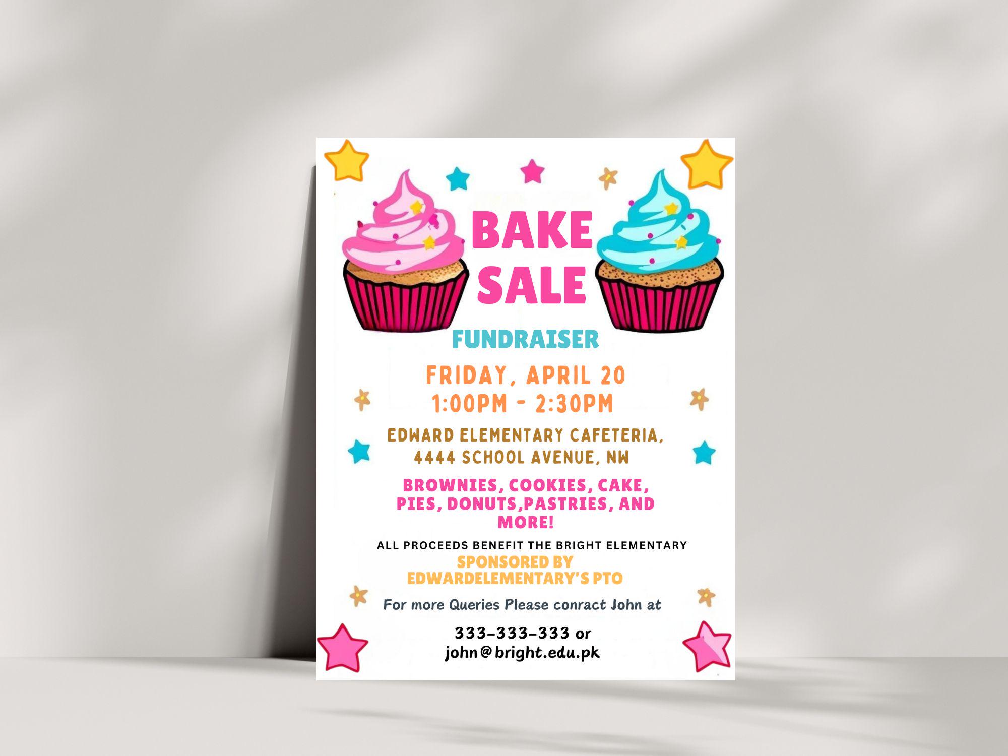 EDITABLE Bake Sale Flyer, Printable PTA, PTO Flyer, School Family ...