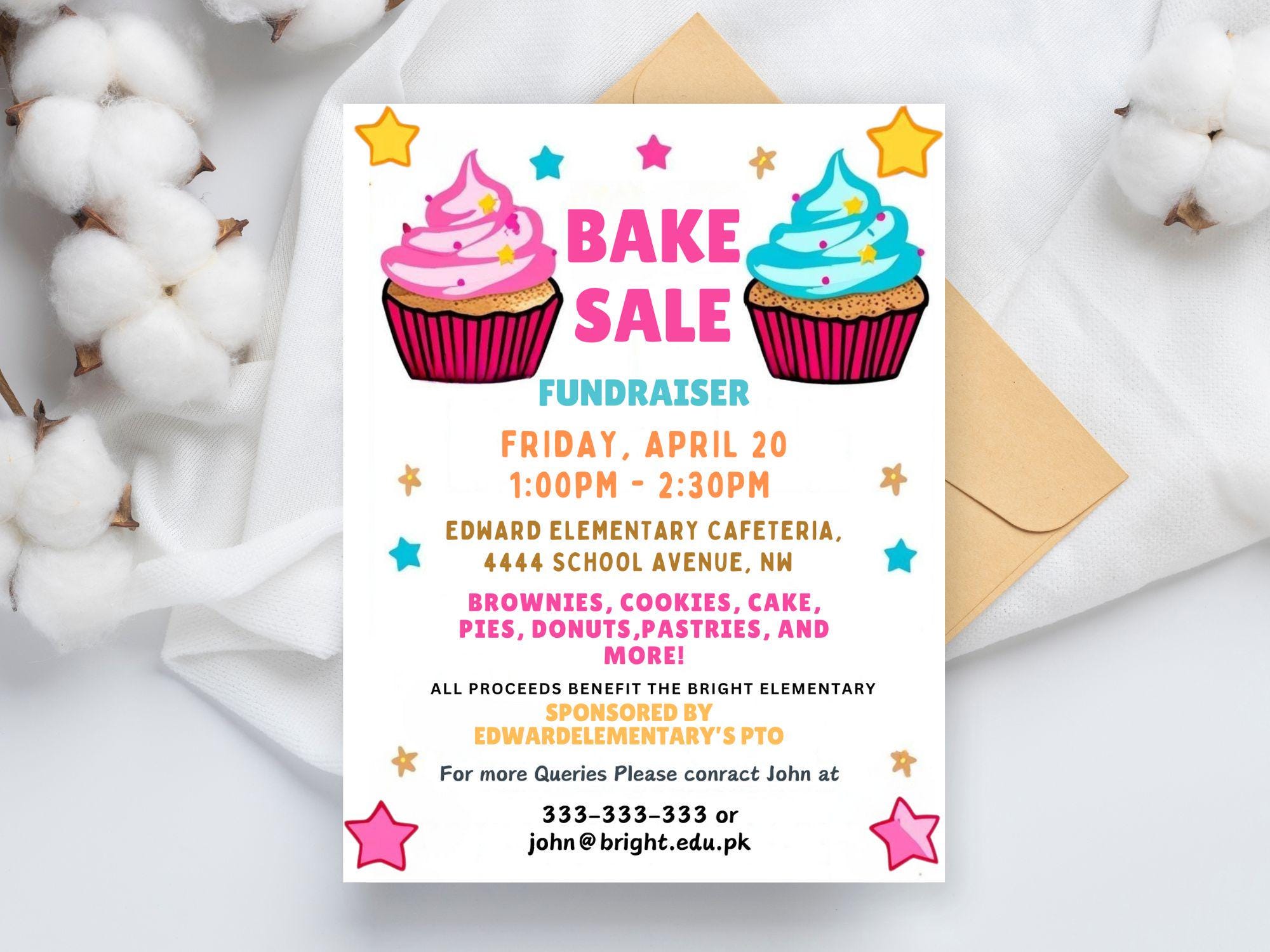 EDITABLE Bake Sale Flyer, Printable PTA, PTO Flyer, School Family ...