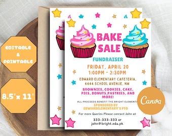 EDITABLE Bake Sale Flyer, Printable PTA, PTO Flyer, School Family ...