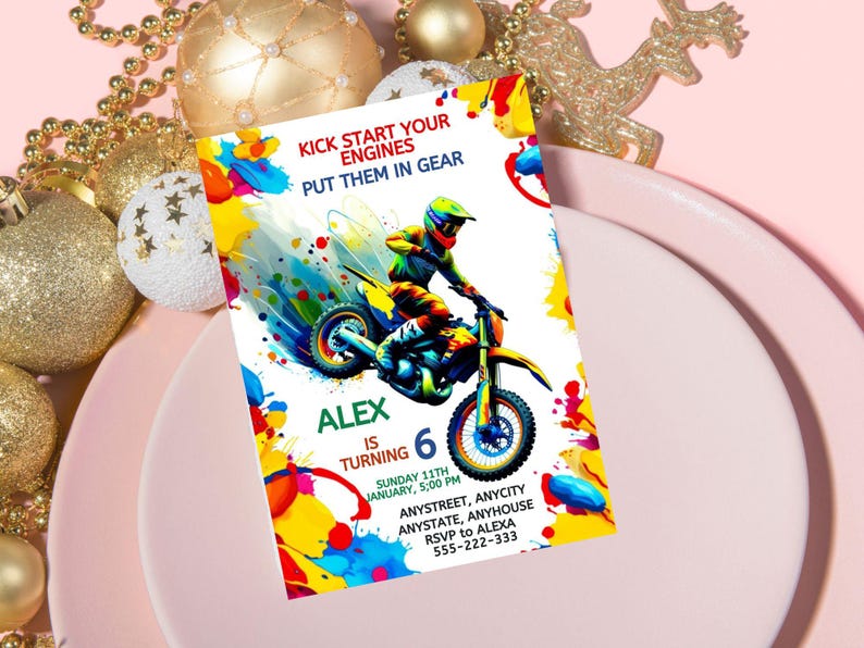 Editable Dirt Bike Birthday Invitation, Motocross Racing Template, Dirt ...