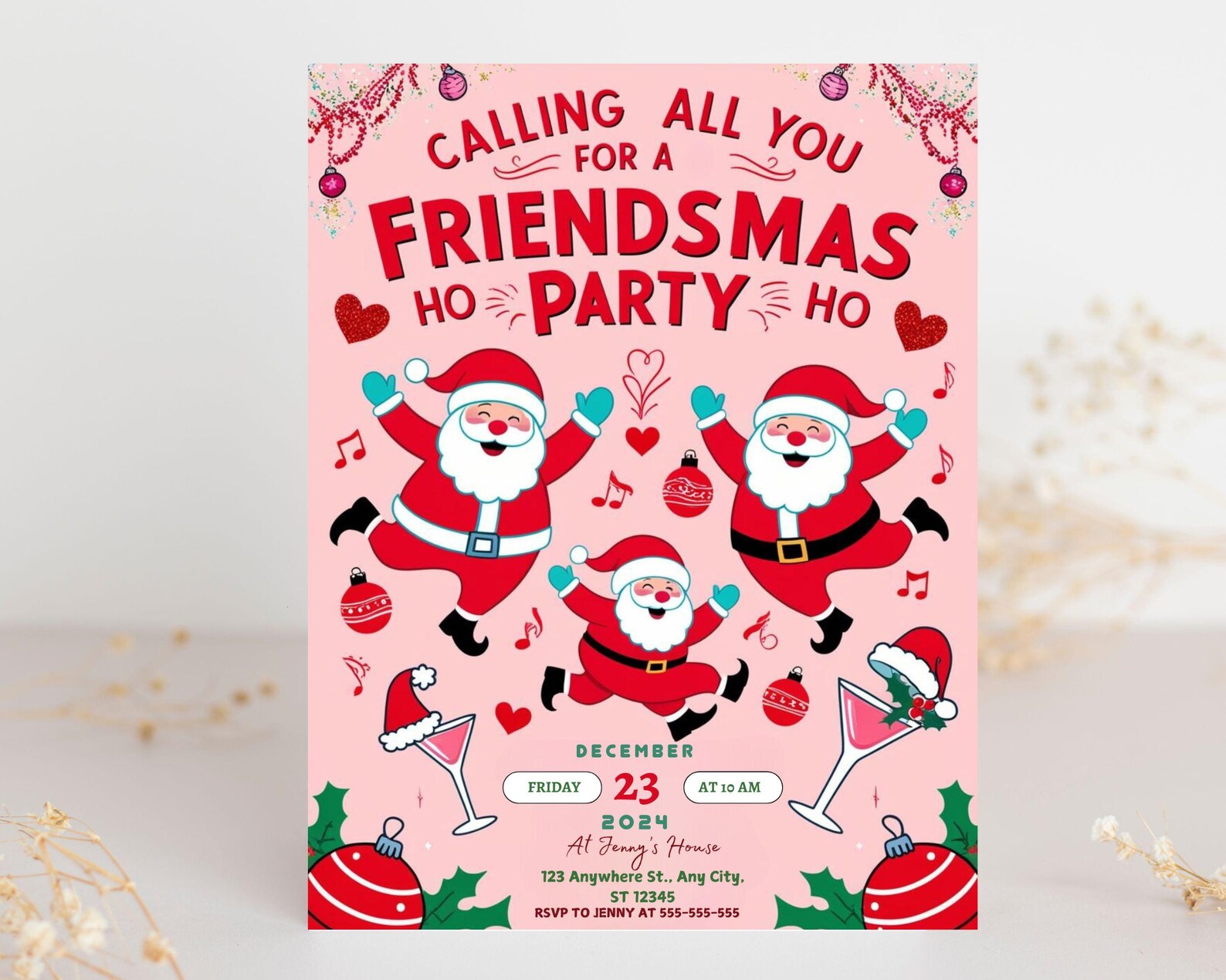 Friendsmas Funny Invitation Template, Christmas Party Invitation ...
