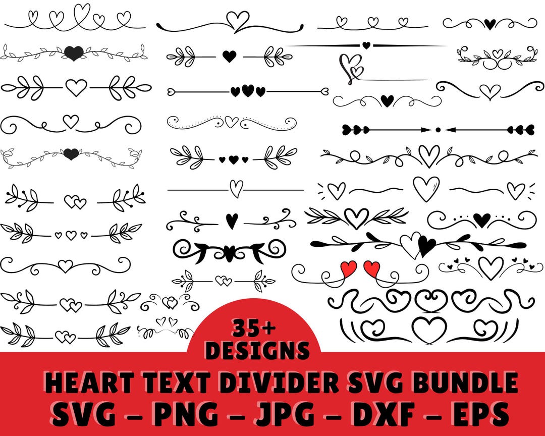 Heart Text Dividers SVG | Wedding Text Dividers SVG | Heart Border Svg ...