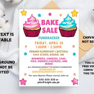 EDITABLE Bake Sale Flyer, Printable PTA, PTO Flyer, School Family ...