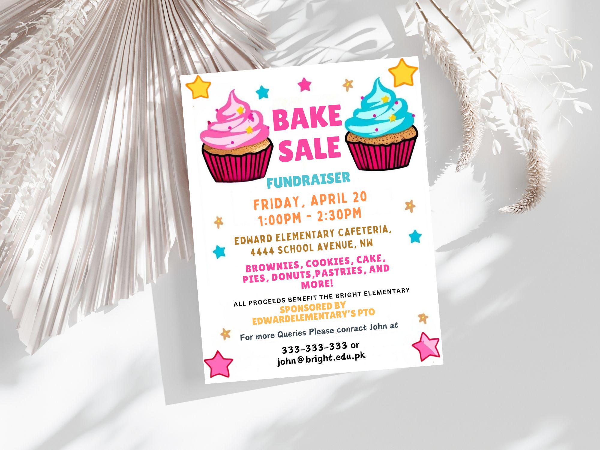 EDITABLE Bake Sale Flyer, Printable PTA, PTO Flyer, School Family ...
