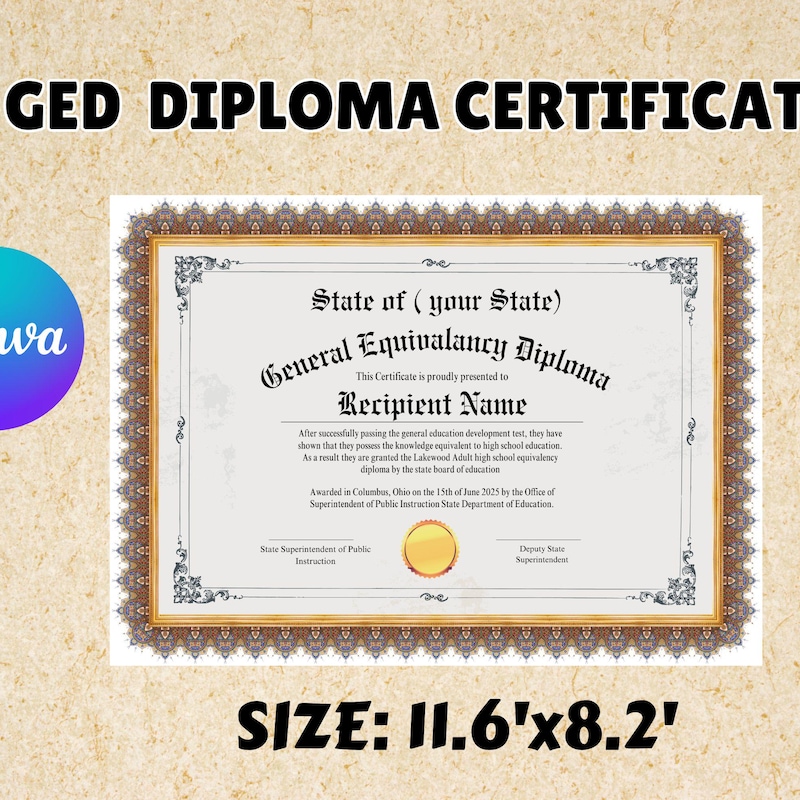Ged Dipolma Template - Etsy