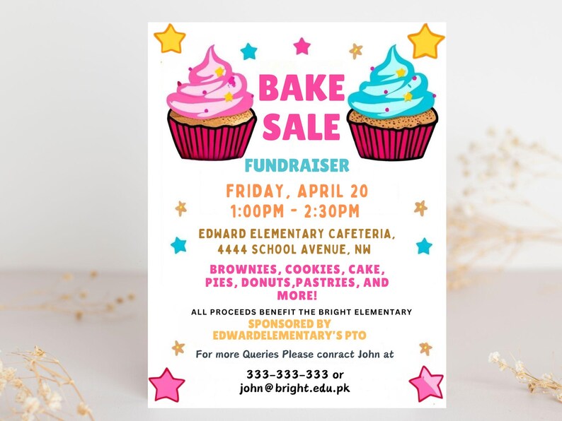 Editable Bake Sale Flyer, PTA PTO Fundraiser (digital Download) - Etsy