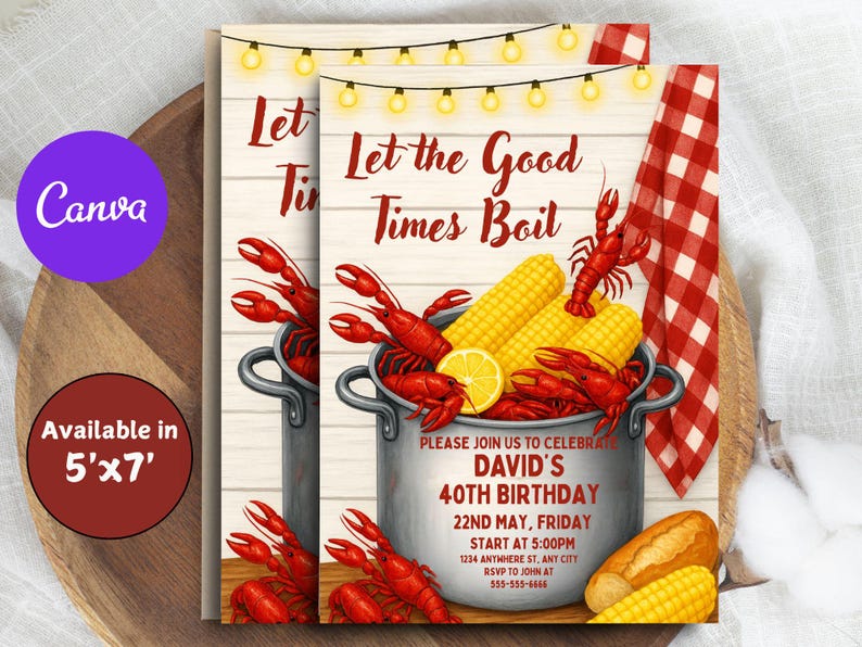Seafood Boil Party Invitation – Let the Good Times Roll! Crawfish Feast ...