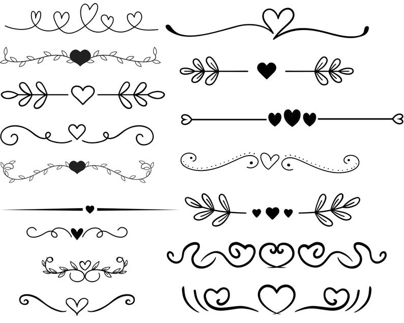Heart Text Dividers SVG | Wedding Text Dividers SVG | Heart Border Svg ...