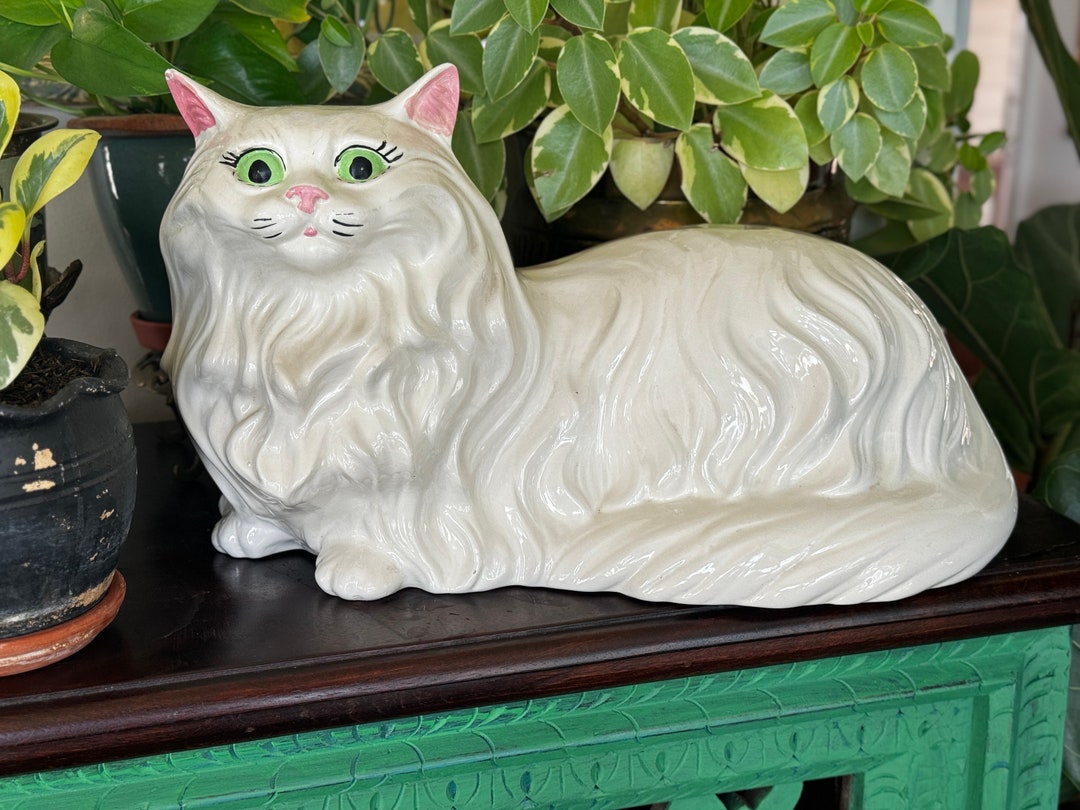 Vintage Ceramic Persian Cat Statue LIFE SIZE Figurine ALBERTA'S Molds ...