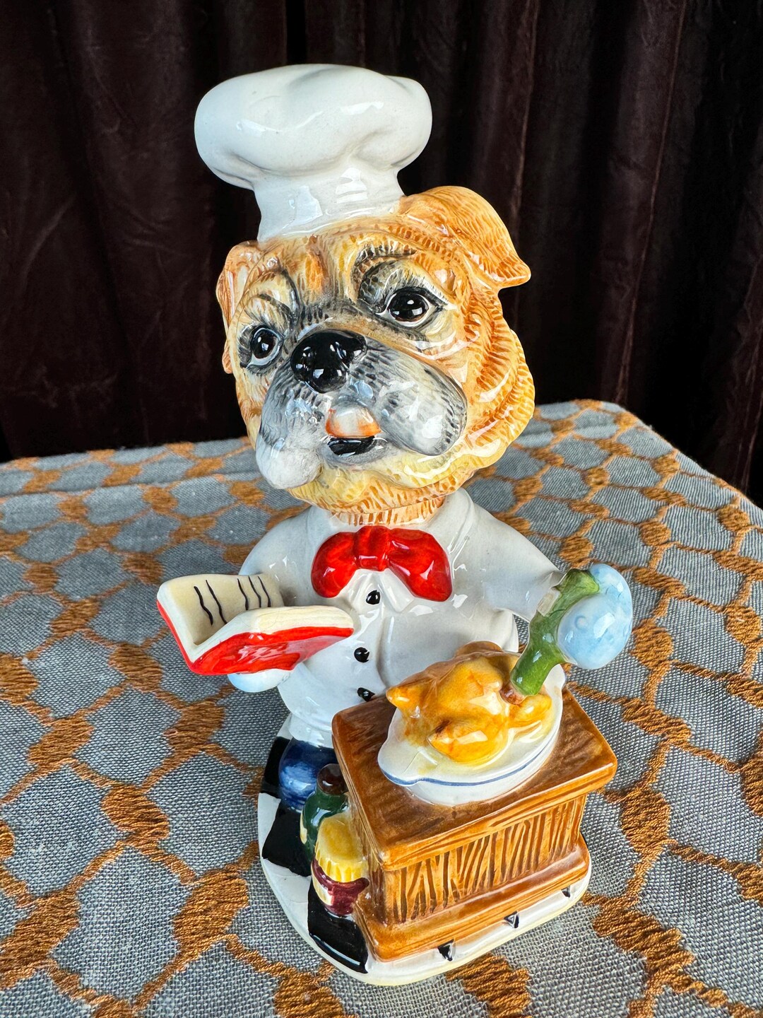 Bulldog CHEF COOK Bobble Figurine Dog Nodder Ceramic Dog Appletree ...