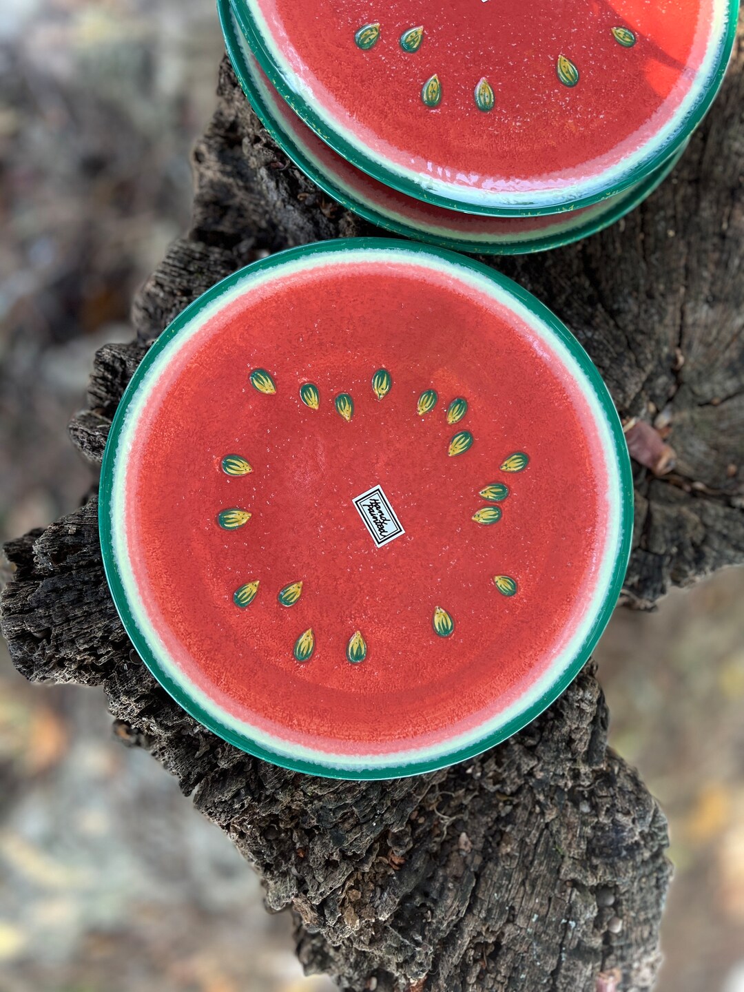 ALL FOUR Vintage Department 56 Hand Painted Ceramic Serving Watermelon ...