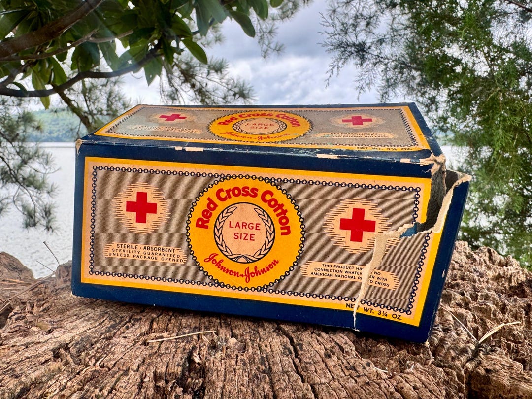 Vintage Johnson and Johnson - Red Cross Cotton - Large Size Box ...