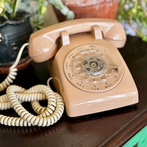 Vintage Beige Rotary Telephone - Etsy
