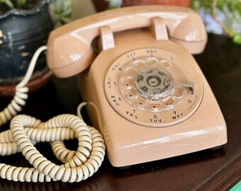 Vintage MCM Cream Rotary Desk Phone With Beige Rotary - Etsy