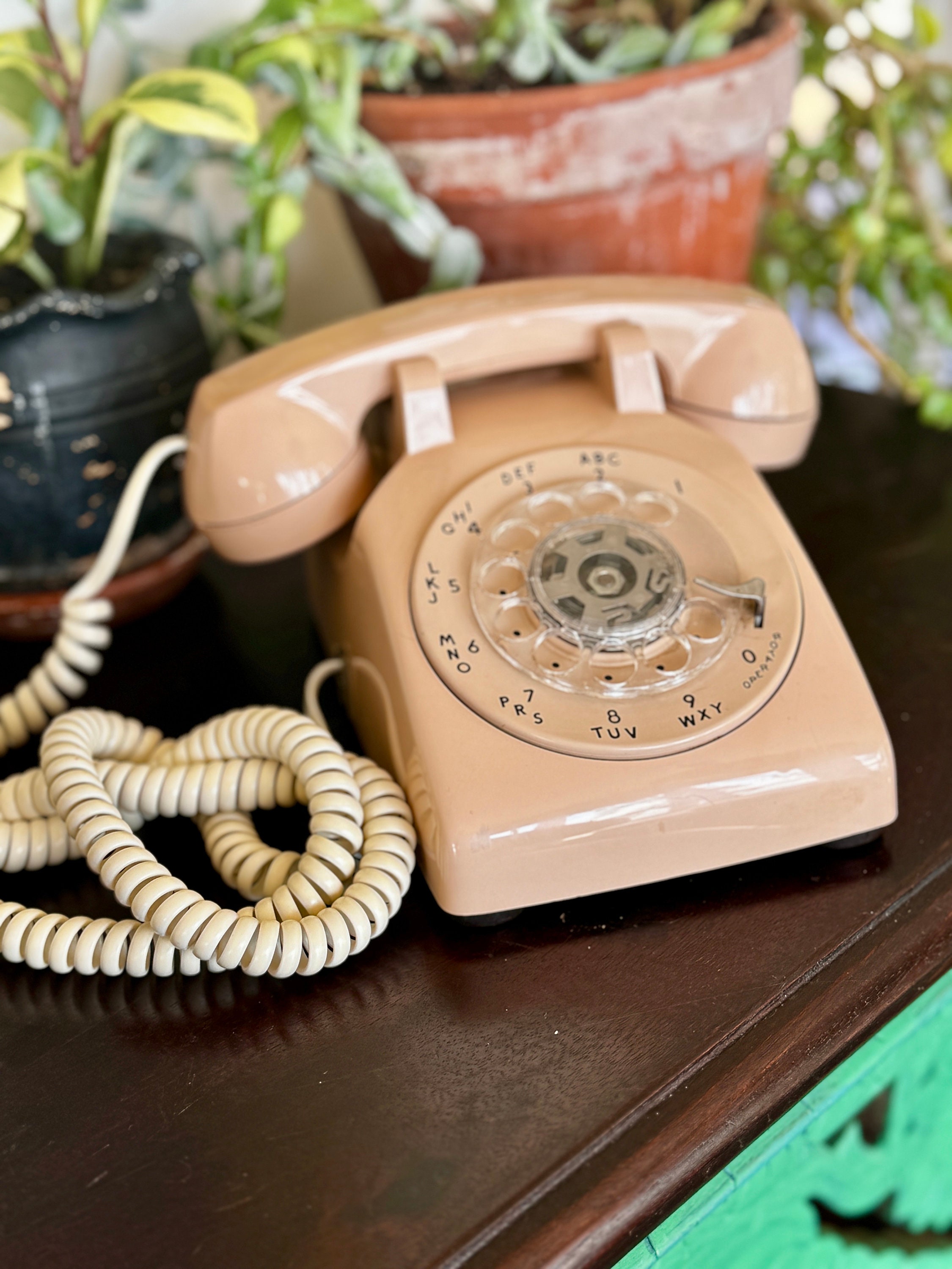 Vintage Beige Rotary Telephone - Etsy