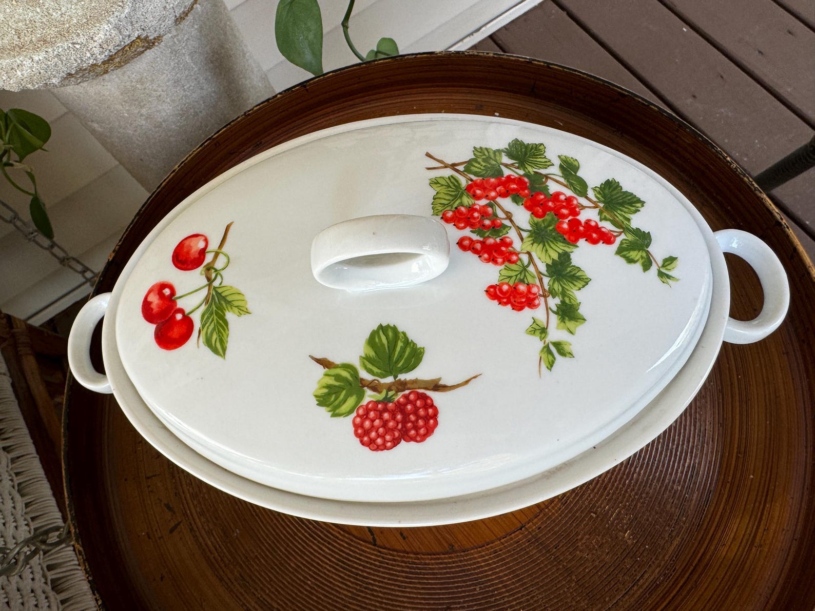 Vintage Eda for Seymour Mann Inc. Round Oval Covered Casserole Berry ...