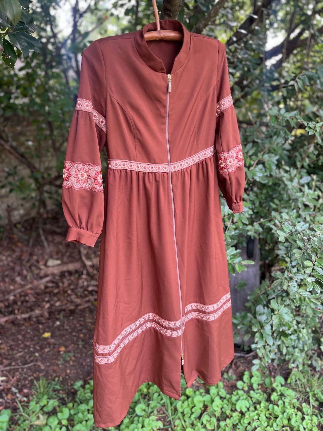 Vintage Mrs. Roper Zippered Long House Dress Prairie Feel Size 40 Small ...