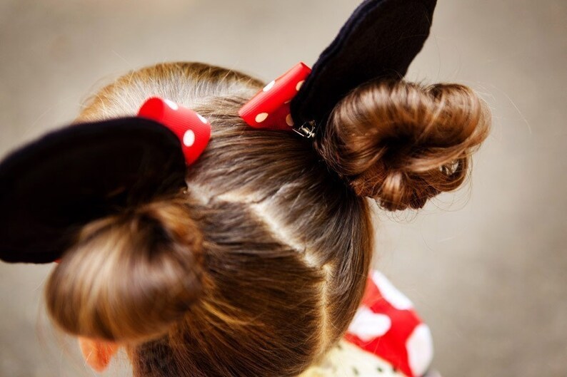 Minnie Mouse Ears Hair Clipswith Bowssequin Glamour Etsy