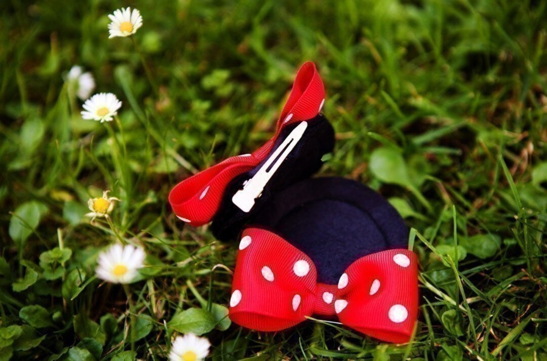 Minnie Mouse Ears, Clips With Bows, Childrens Gift, Mouse Ears Custom ...