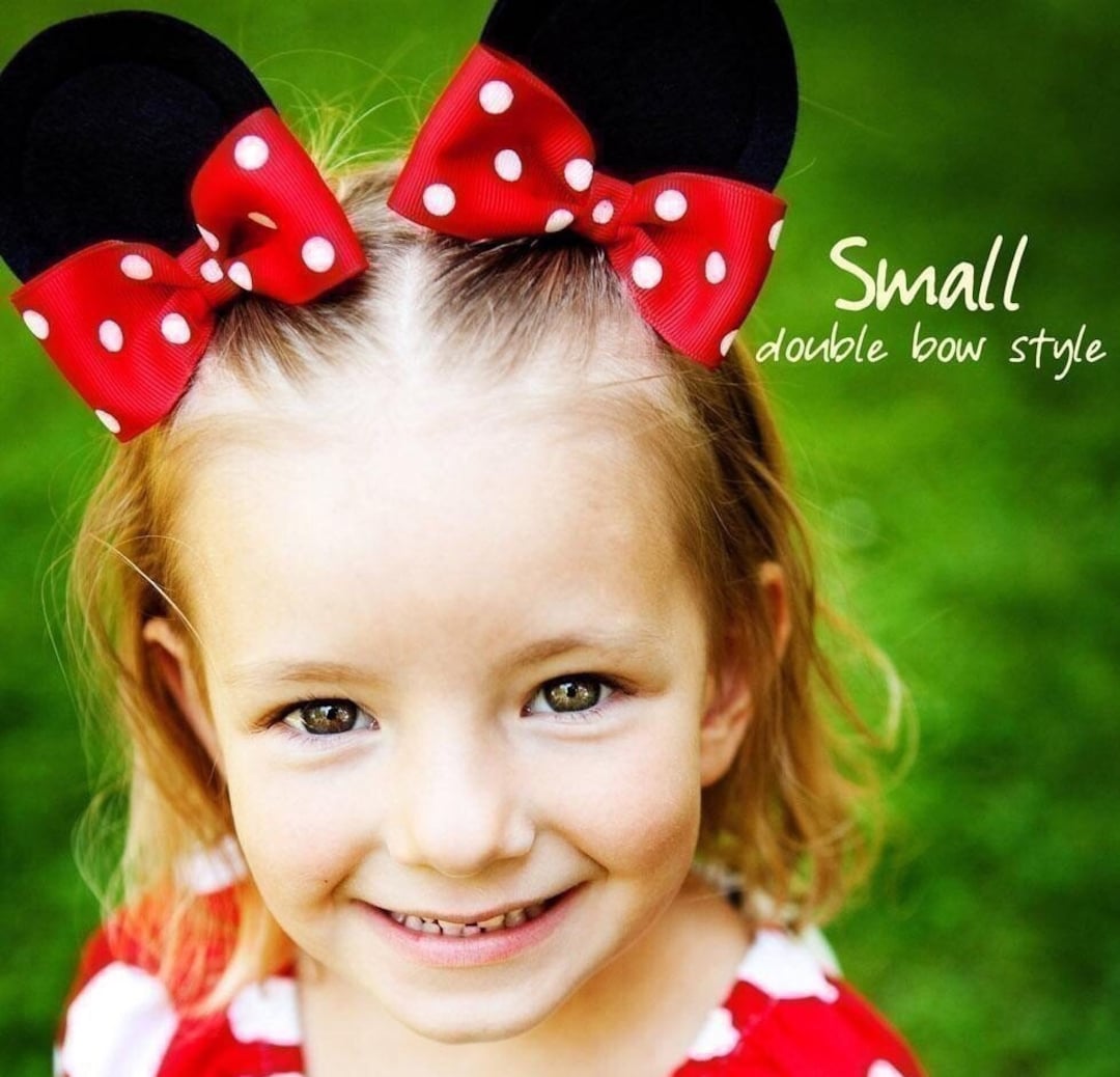 Minnie Mouse Ears, Hair Clips, Minnie Bow, Headband , Christmas, Red ...