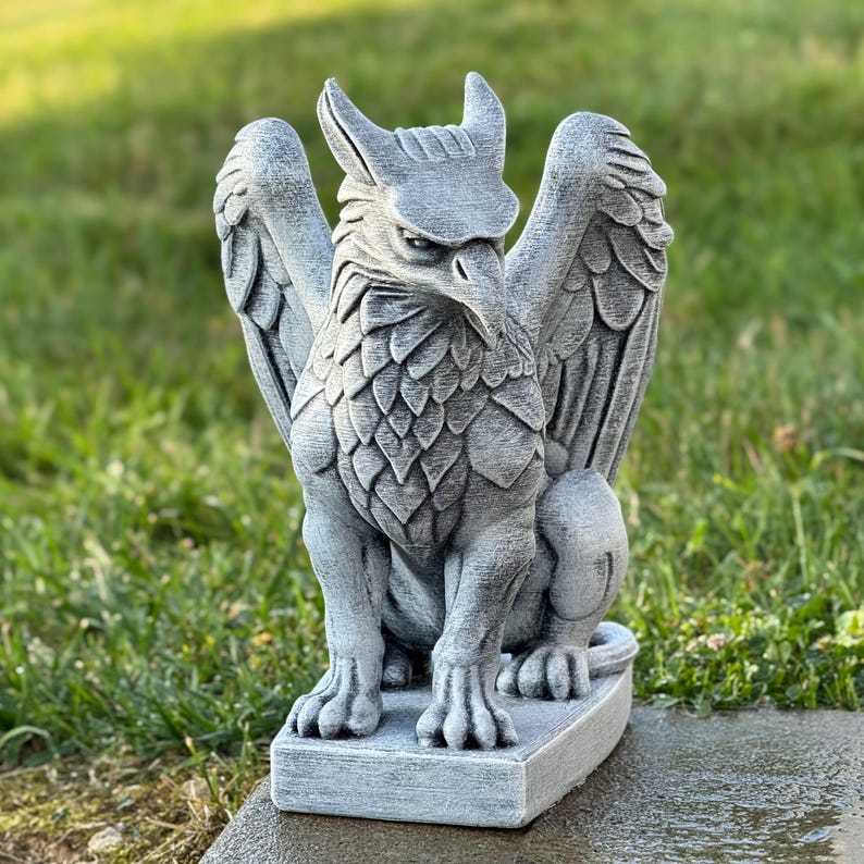 Concrete Griffin Statue Mythical Creature Garden Sculpture Fantasy ...