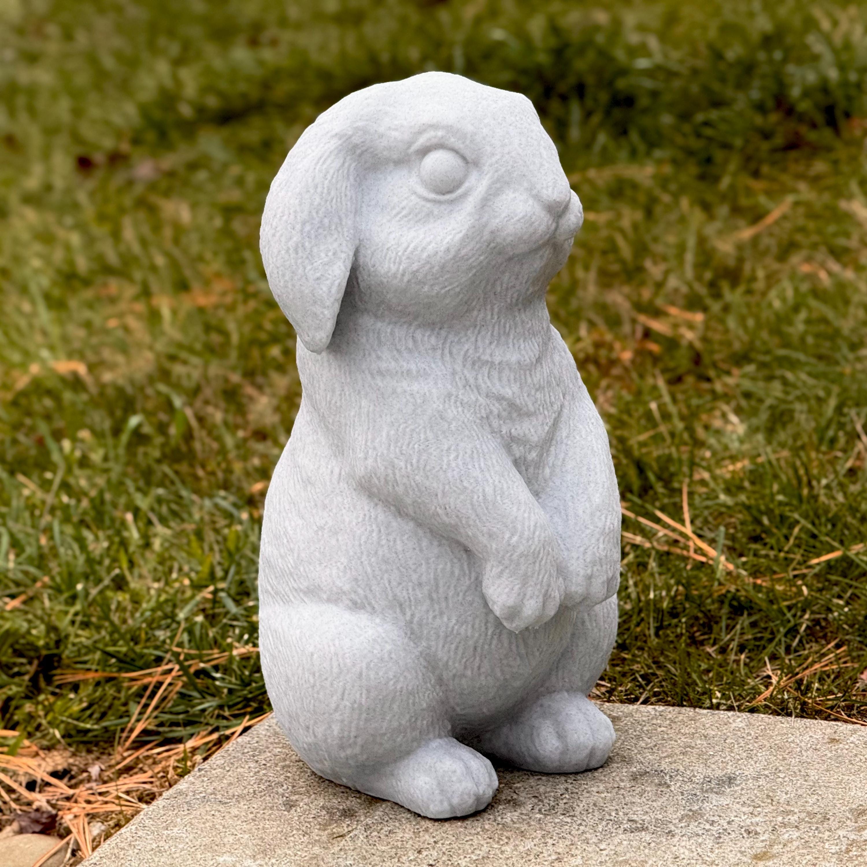 Realistic Bunny Statue Sitting Rabbit Garden Decor Resin or Concrete ...