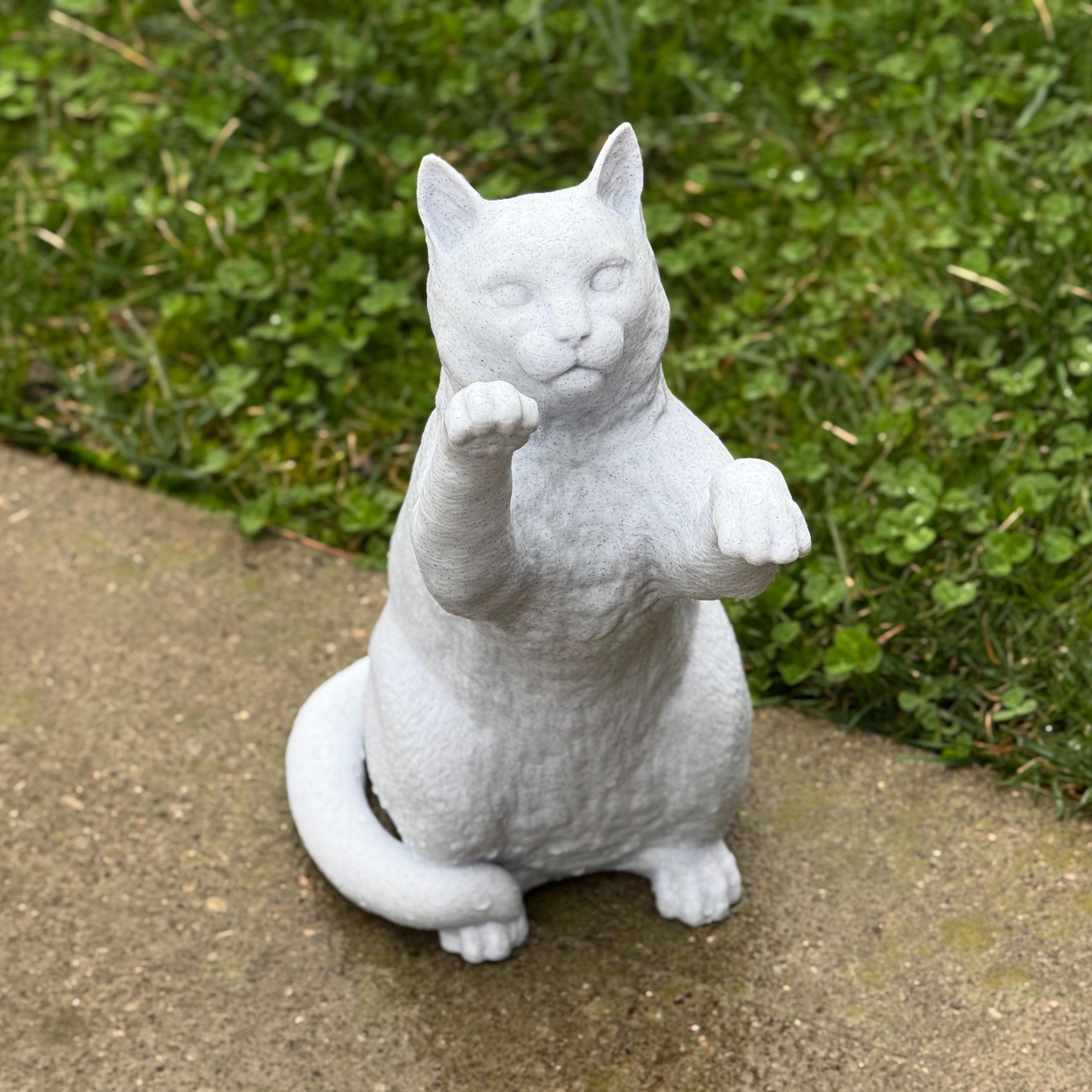 Playful Cat Garden Statue – Plastic Outdoor Cat Decor, Cute Kitty Yard ...