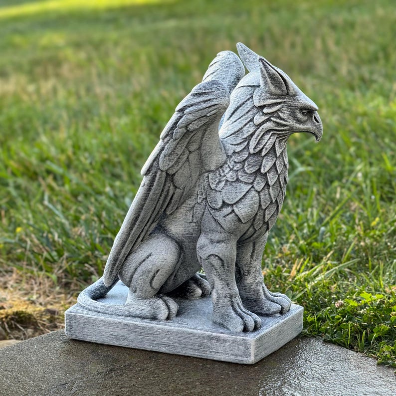 Concrete Griffin Statue Mythical Creature Garden Sculpture Fantasy ...