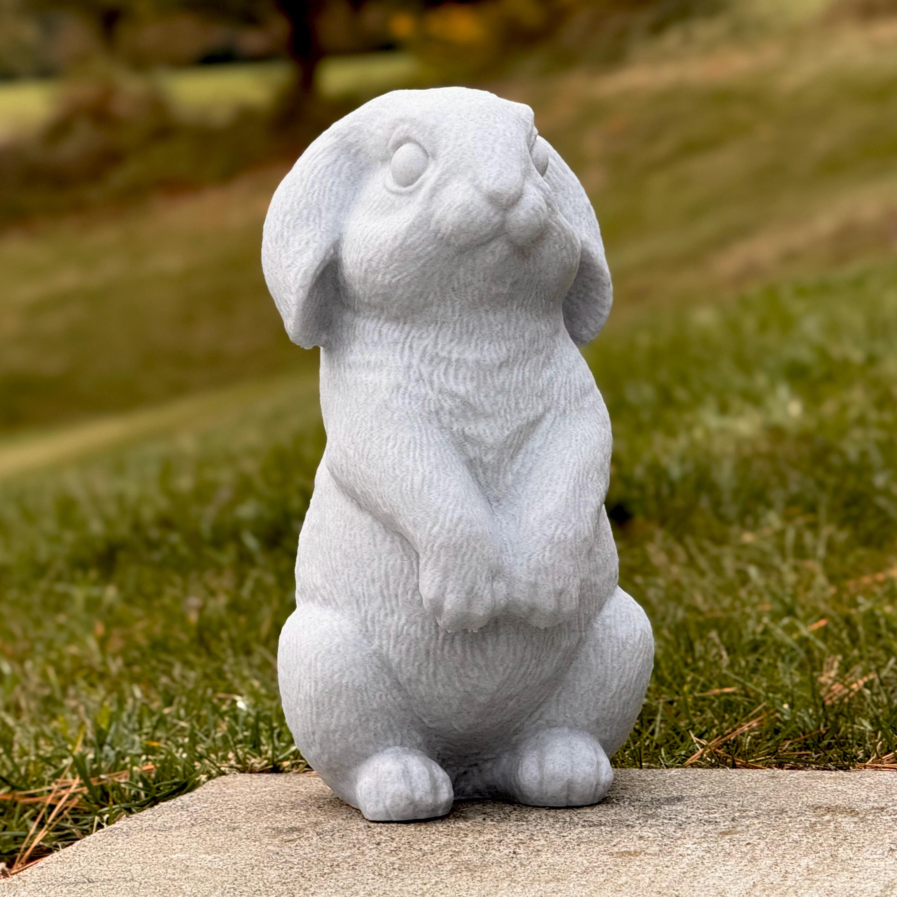 Realistic Bunny Statue Sitting Rabbit Garden Decor Resin or Concrete ...
