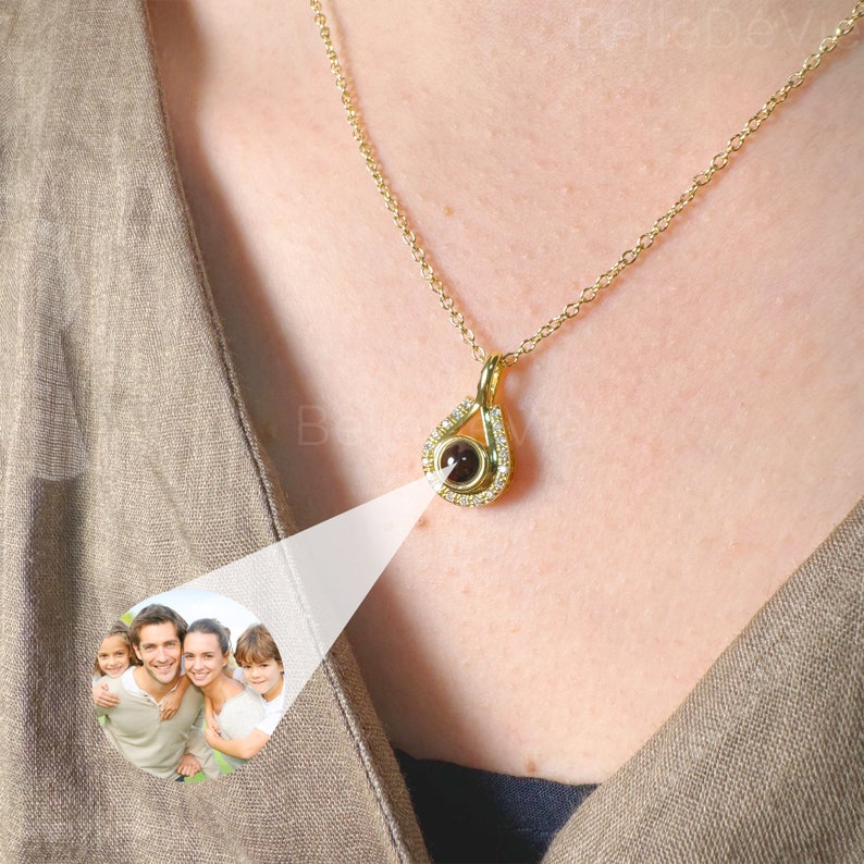 Customized Photo Projection Necklace - 18K Gold Memorial Jewellery ...
