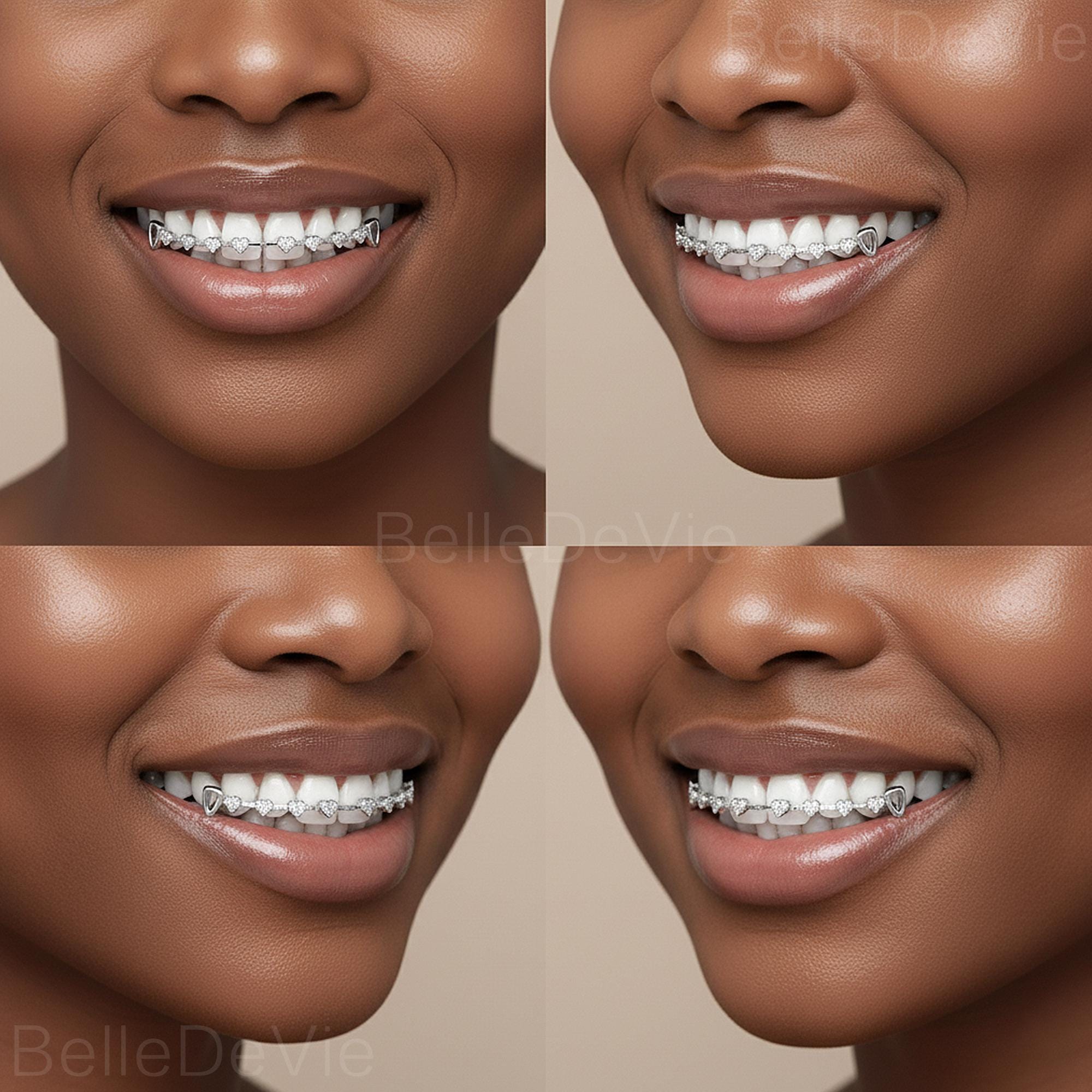 Slim Iced Out 14k Gold Plated Tooth Grillz With Zircon Inlay, Hip Hop ...