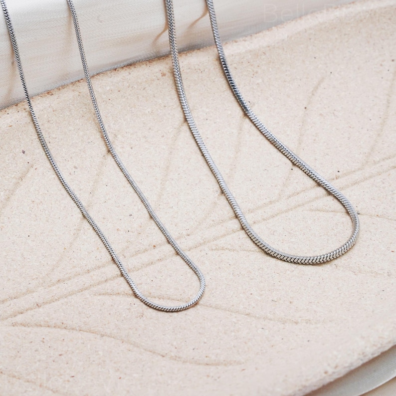 Silver Snake Chain Necklace | Titanium Steel Square Snake Bone Chain ...