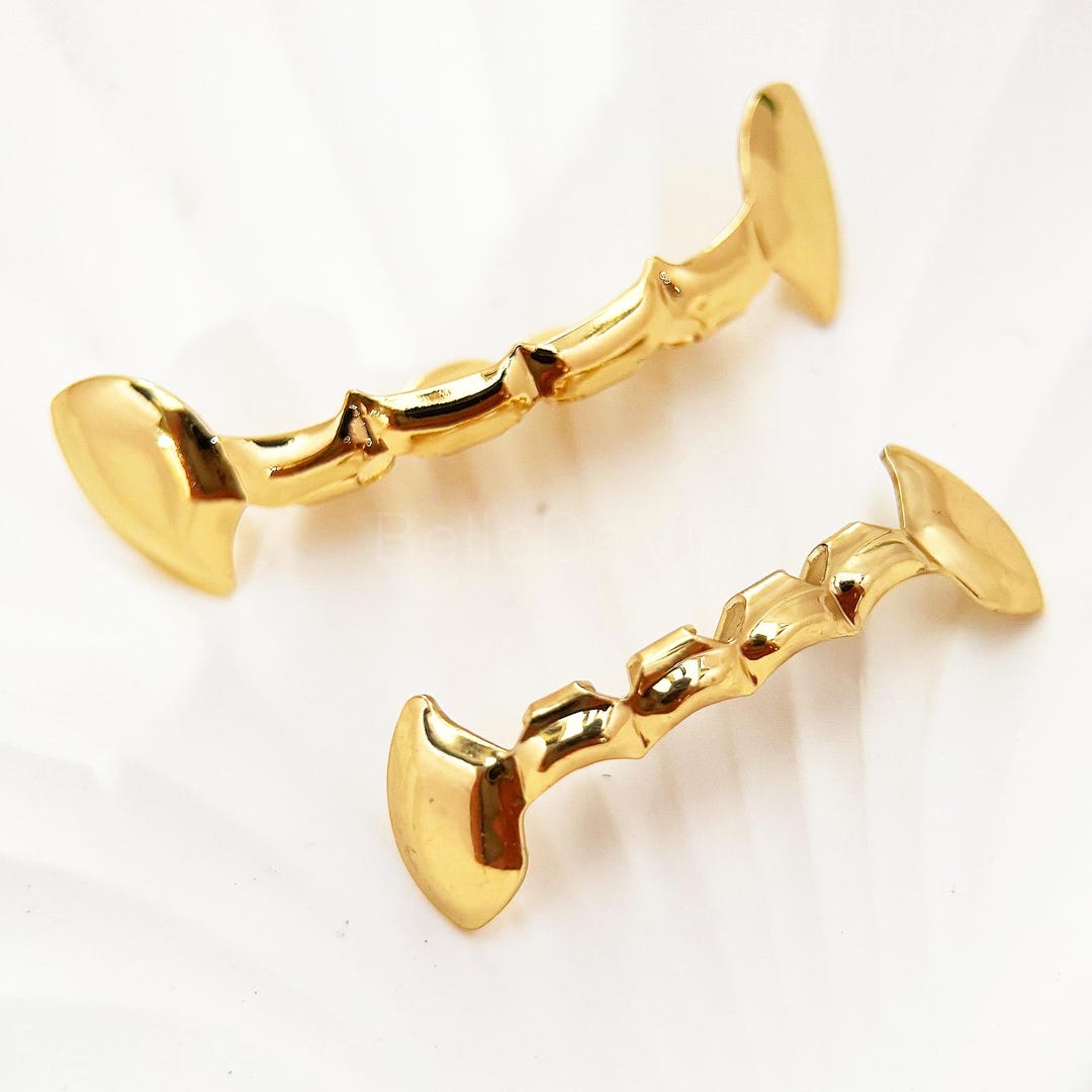 Iced Out Fang 14k Gold Plated Teeth Grillz, Hip Hop Vampire Tooth Cap ...