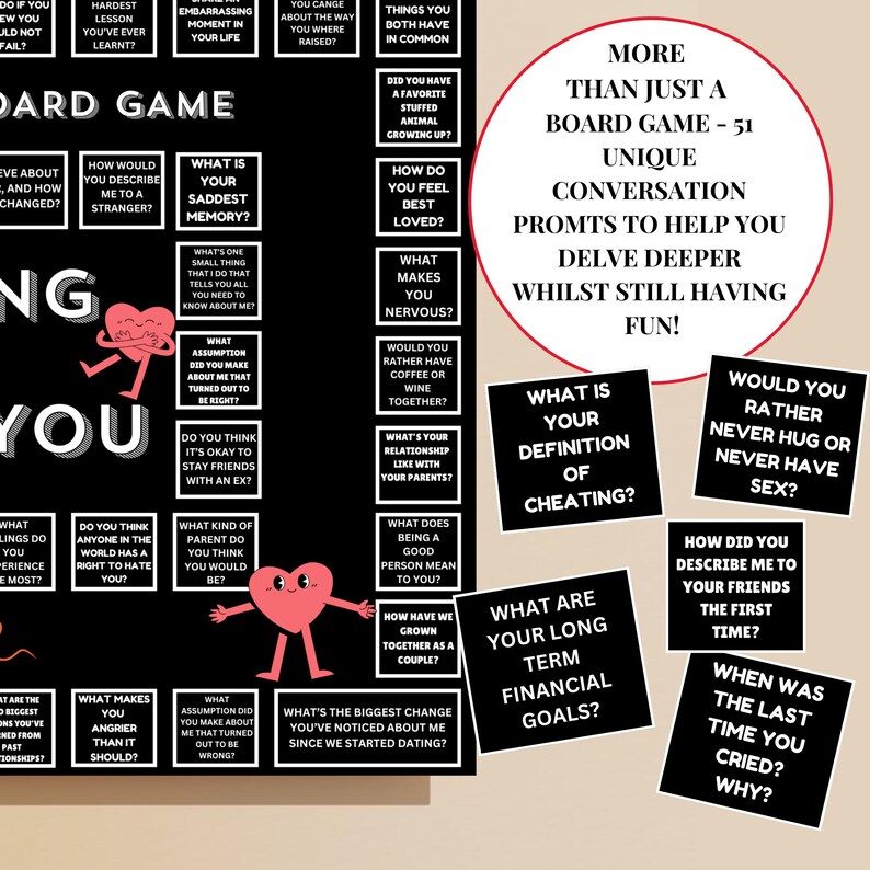 Date Night Game Couples Questions Cards Conversation Starters Board ...